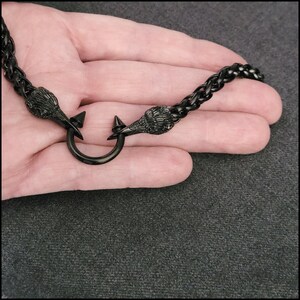 Hell's Ravens Discreet Locking Day Collar, Black Viking Braid Chain ...