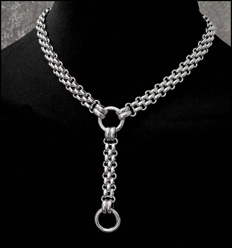 Wide Multilink Design Discreet Chain Day Collar With Drop - Etsy