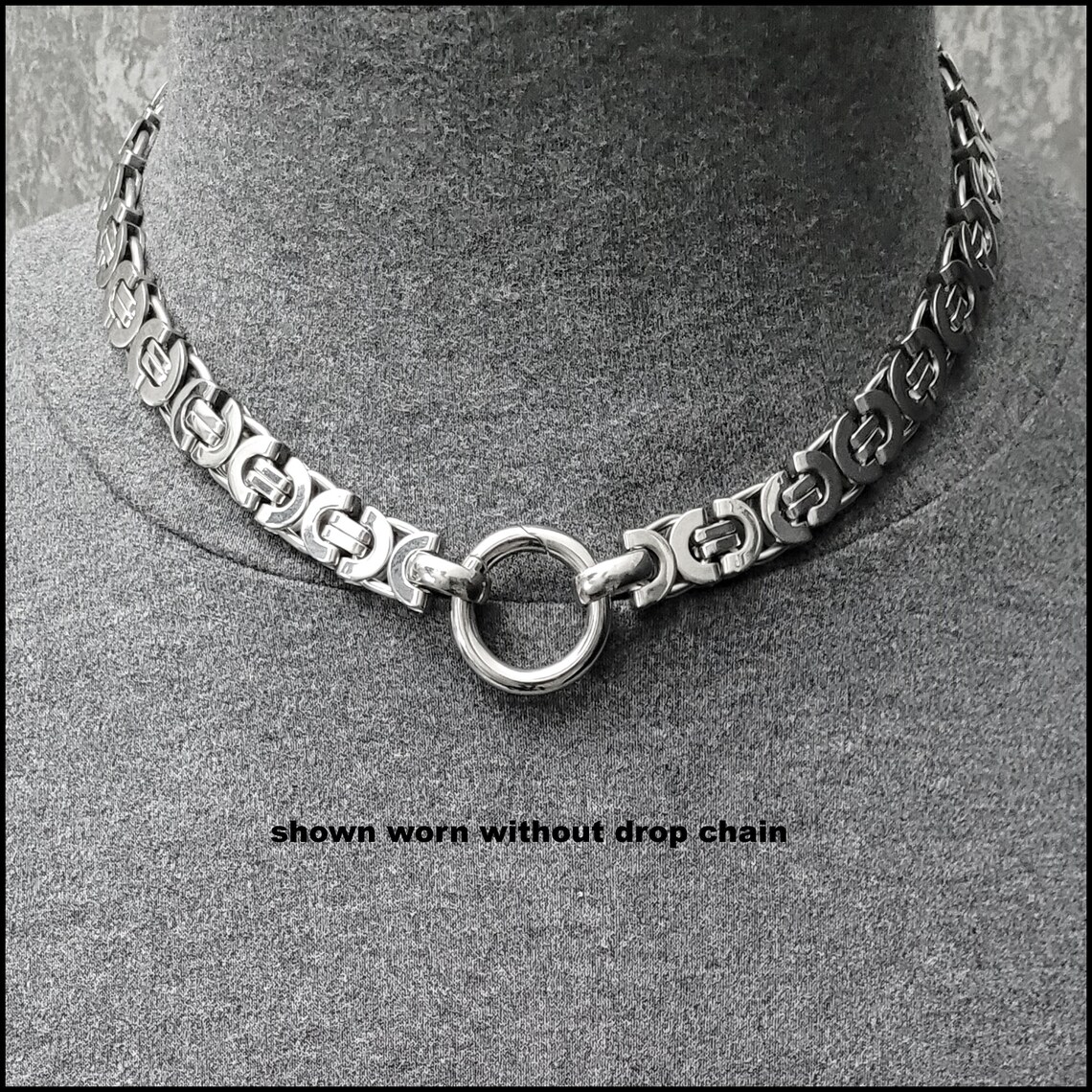 Low Profile Byzantine Chain Necklace With Drop Chain in Collar - Etsy
