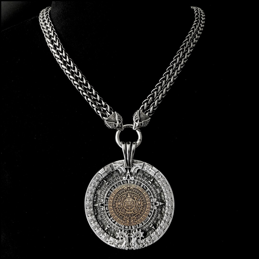 Huge 3 76mm Aztec Calendar Stone Medallion with Antique Bronze ...