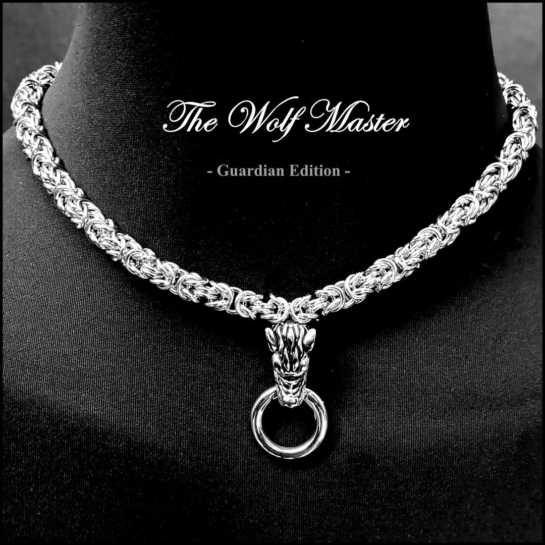 The Wolf Master Guardian Collar or Necklace With Thick 8mm Chainmaille ...