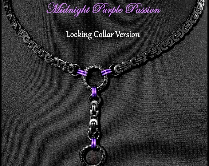 Midnight Purple Passion Locking Discreet Day Collar and Drop Chain W ...
