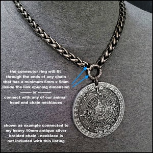 Huge 3" 76mm Aztec Calendar Stone Medallion With 2 Spring Ring ...