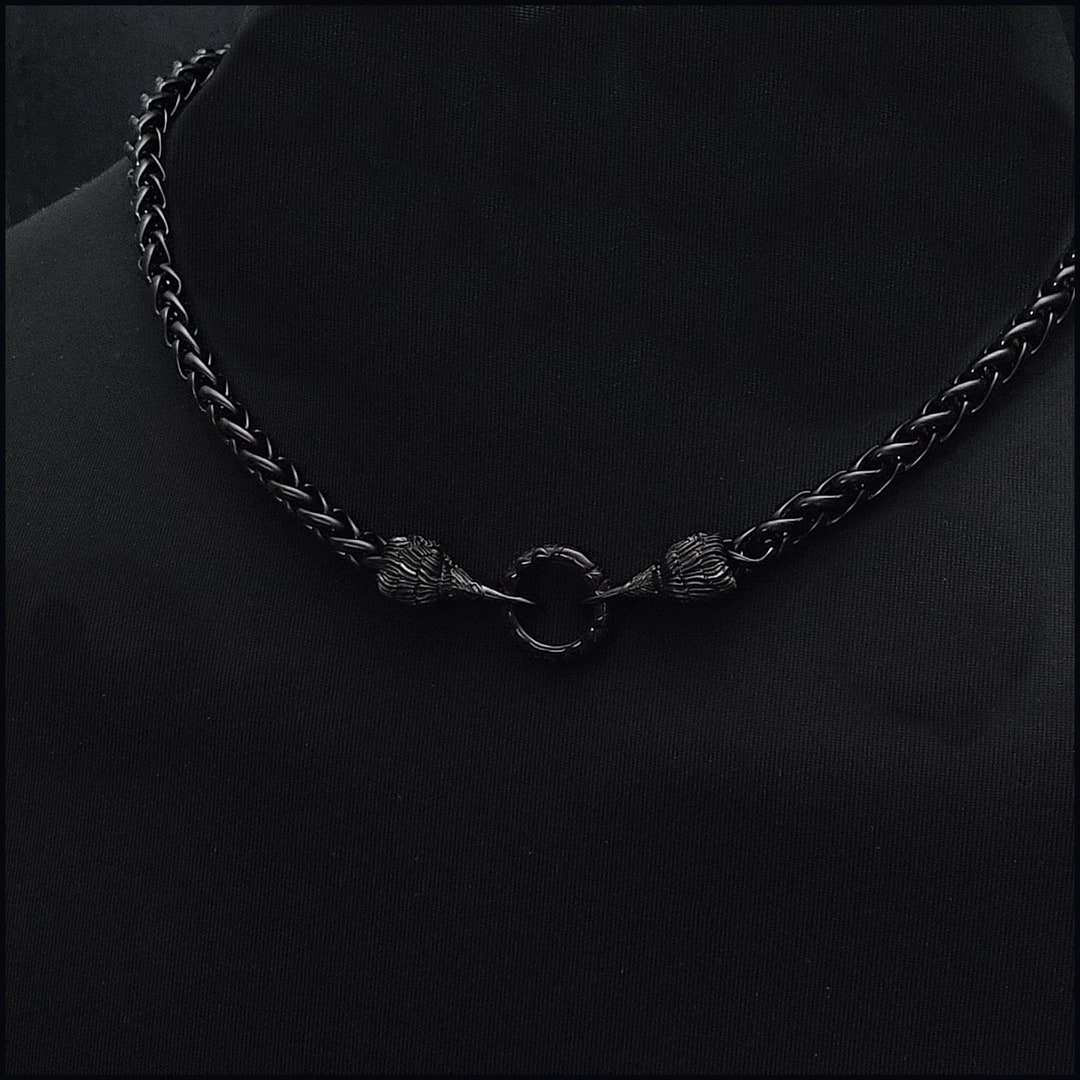 Black Companion Ravens Discreet Locking Day Collar With Black Viking ...