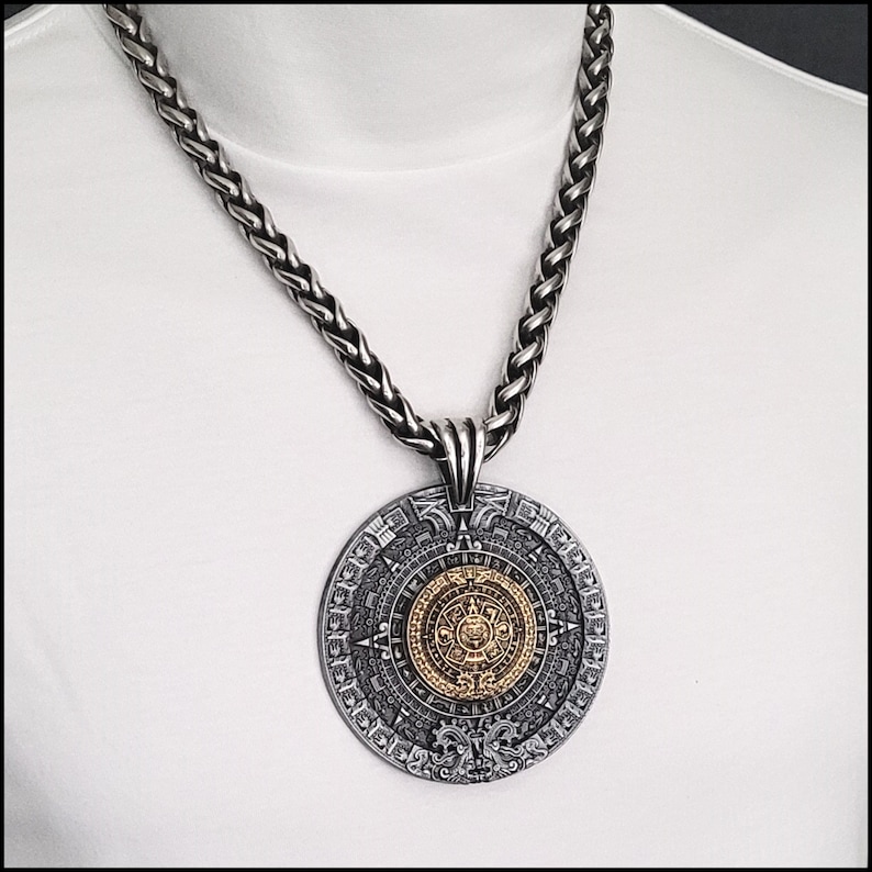 Huge 3 76mm Aztec Calendar Stone Medallion With Antique - Etsy