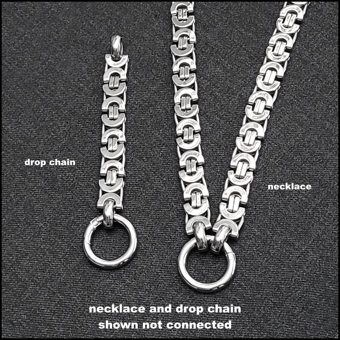 Low Profile Byzantine Chain Necklace With Drop Chain in Collar - Etsy