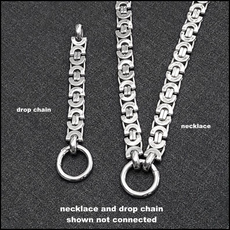 Low Profile Byzantine Chain Necklace With Drop Chain in Collar or ...