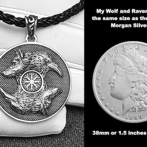 Wolf and Raven Medallion on Companion Wolf and Raven Necklace With ...