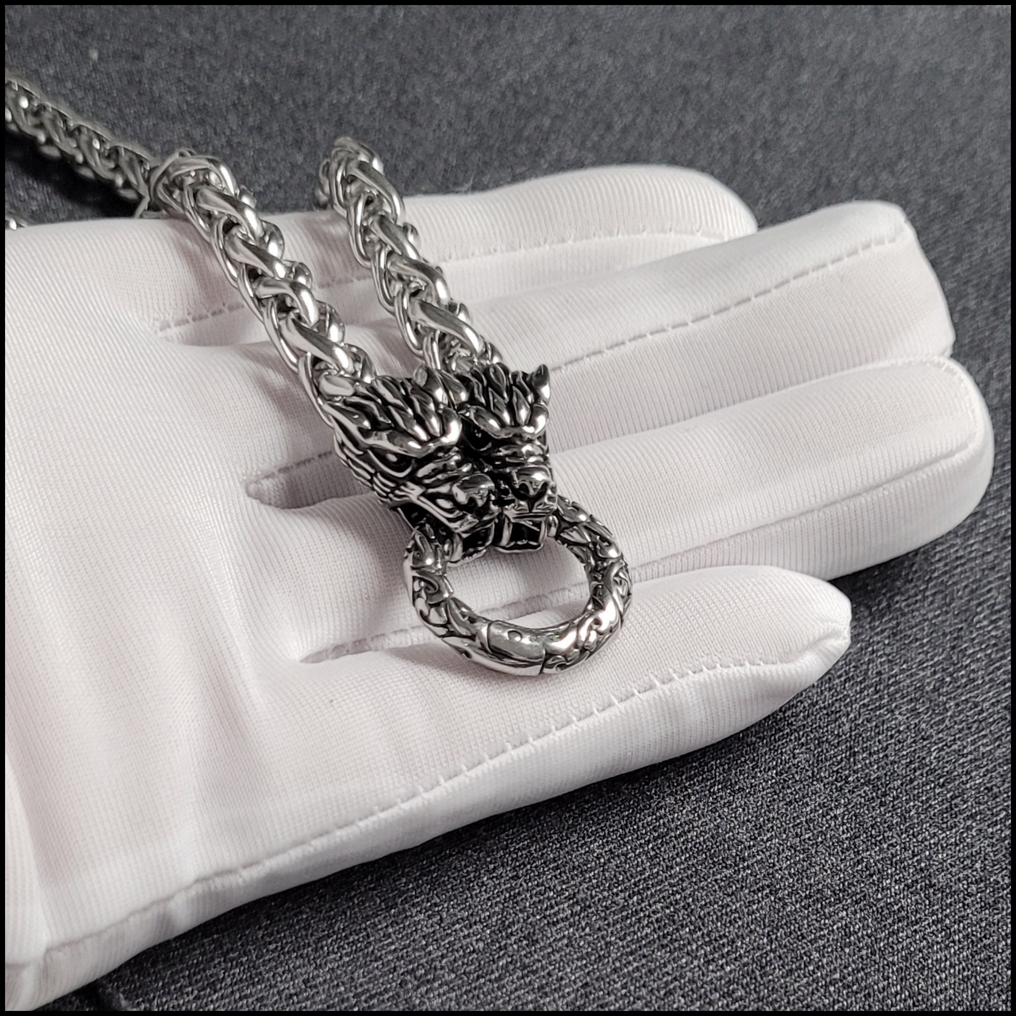 Companion Wolves Discreet Day Collar Polished Finish Viking Braid Chain ...