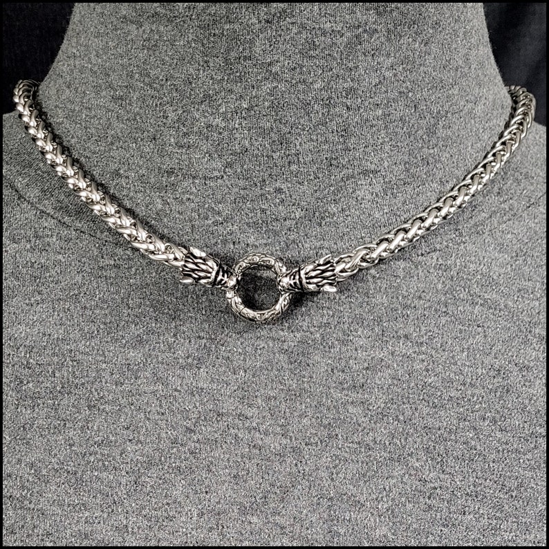 Companion Wolves Discreet Day Collar Polished Finish Viking Braid Chain ...