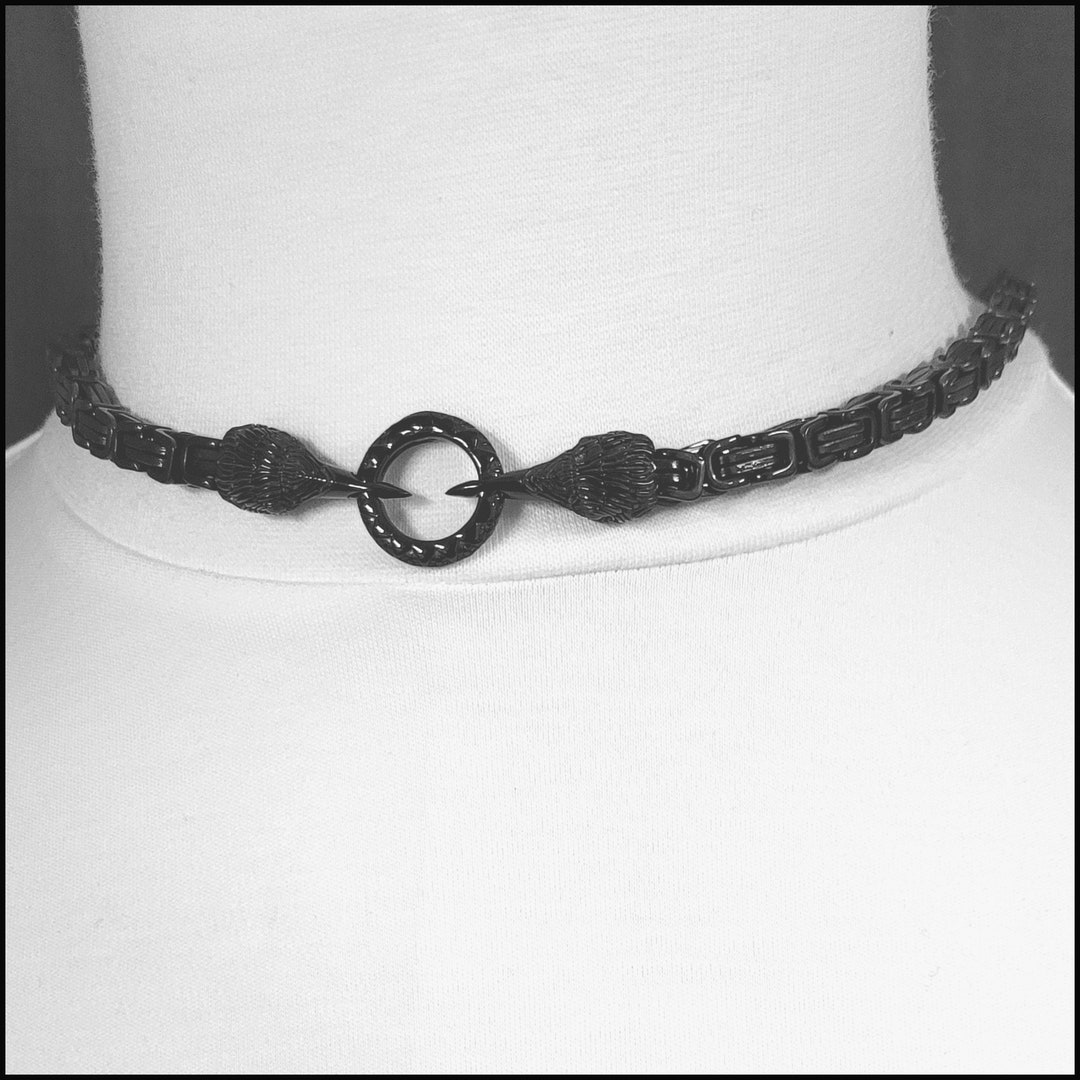 Black Companion Ravens Necklace or Collar With 6.5mm Black Byzantine ...