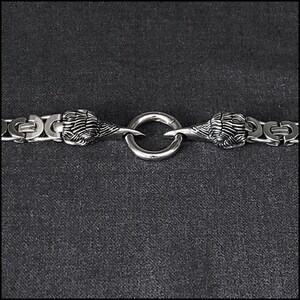 Odin's Raven Heads on Low Profile Byzantine Design Chain Necklace ...