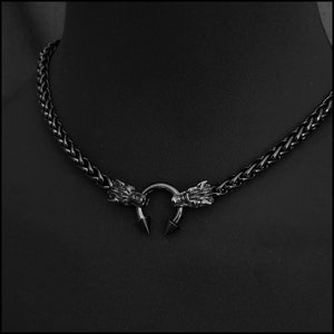 Black Hellhound Discreet Day Collar, Black Viking Braid Chain, Spike ...