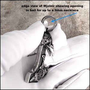 Raven Head Warrior Mjolnir Totem on Thick Antique Viking Braid Chain ...