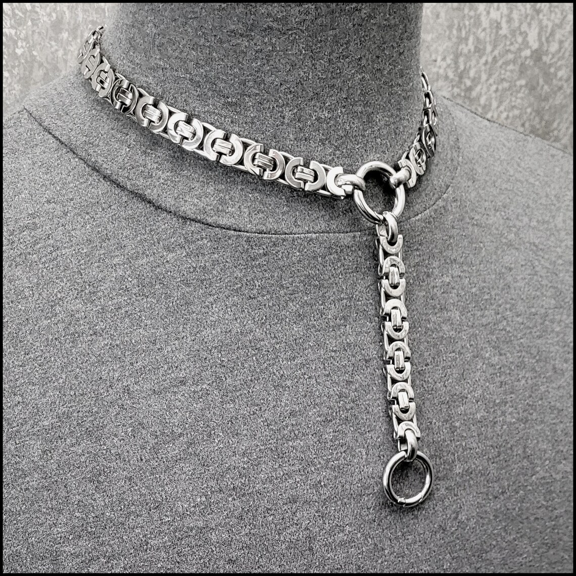Low Profile Byzantine Chain Necklace With Drop Chain in Collar - Etsy