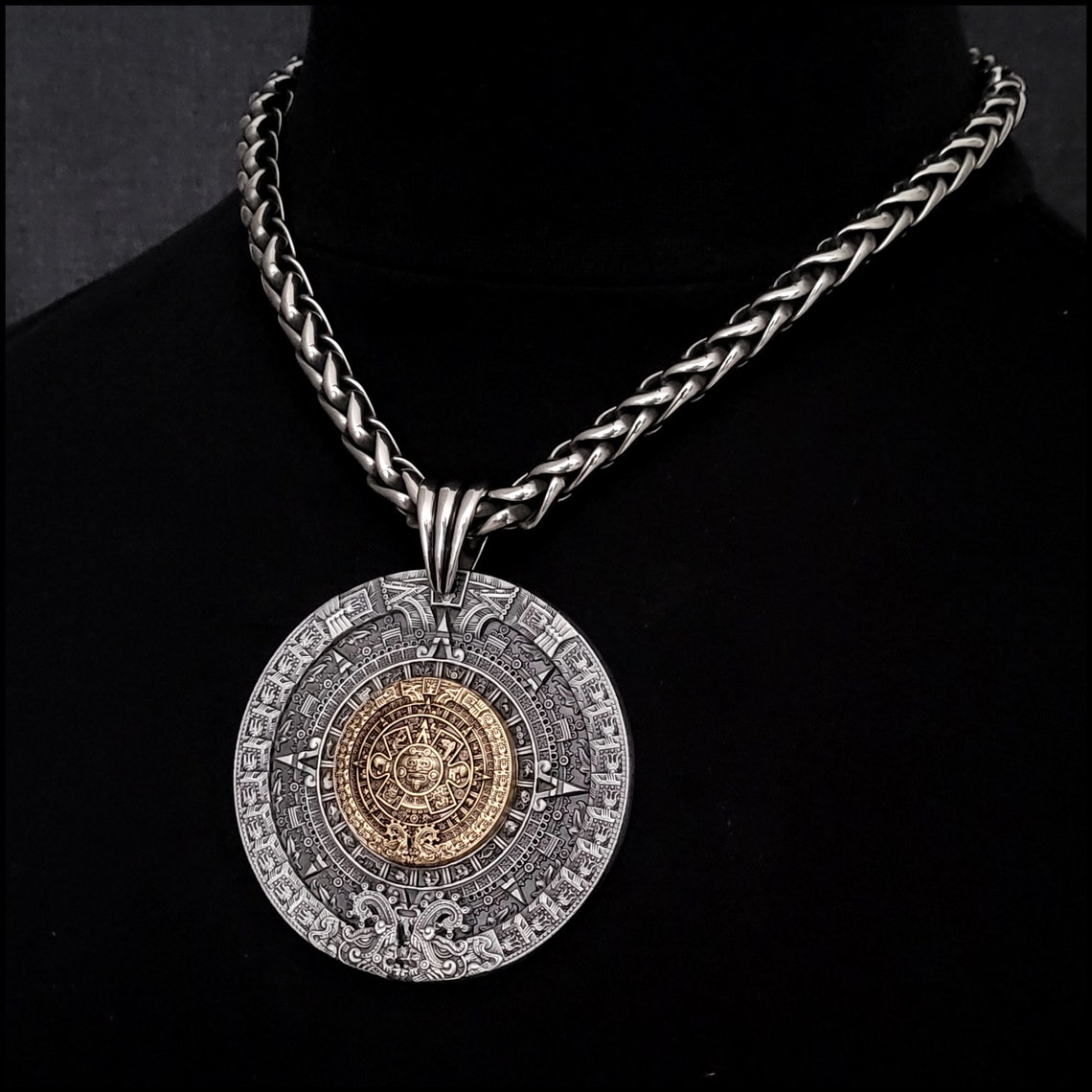 Huge 3 76mm Aztec Calendar Stone Medallion With Antique - Etsy