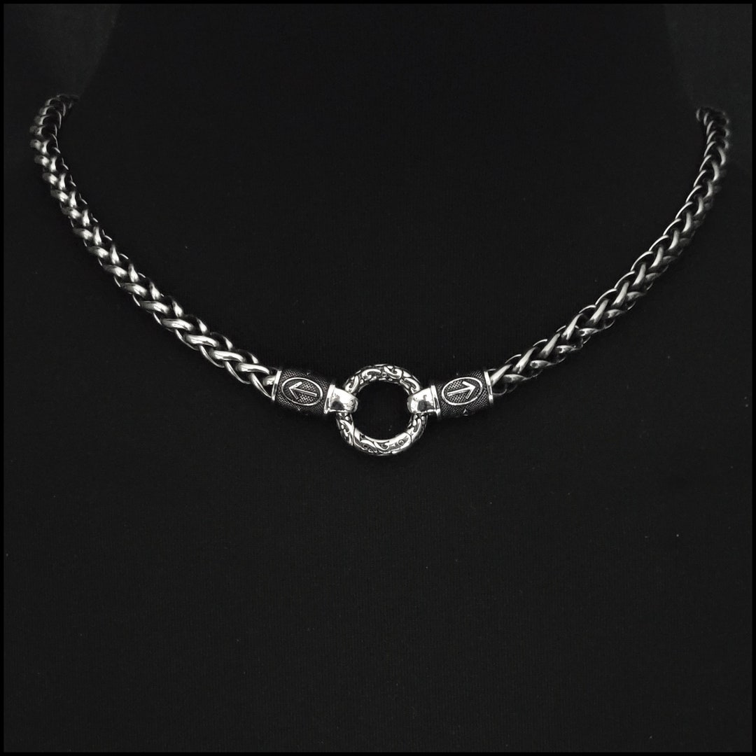 The Warrior's Necklace Featuring Chunky Antique Silver Finish Stainless ...