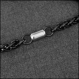Discreet Locking Day Collar With Black Stainless Steel Wheat Braid ...