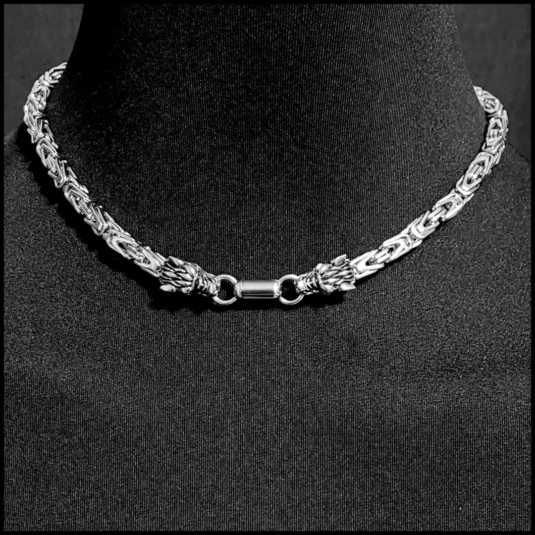 The Captive Wolf Front Locking Collar With Borobudur Byzantine Chain ...