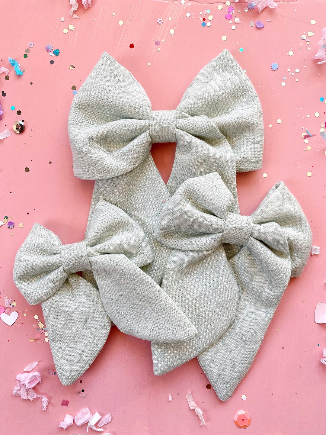 Classic Hair Bows Large Bows Spring Hair Bows Mint Spring Hair Bow Hand ...