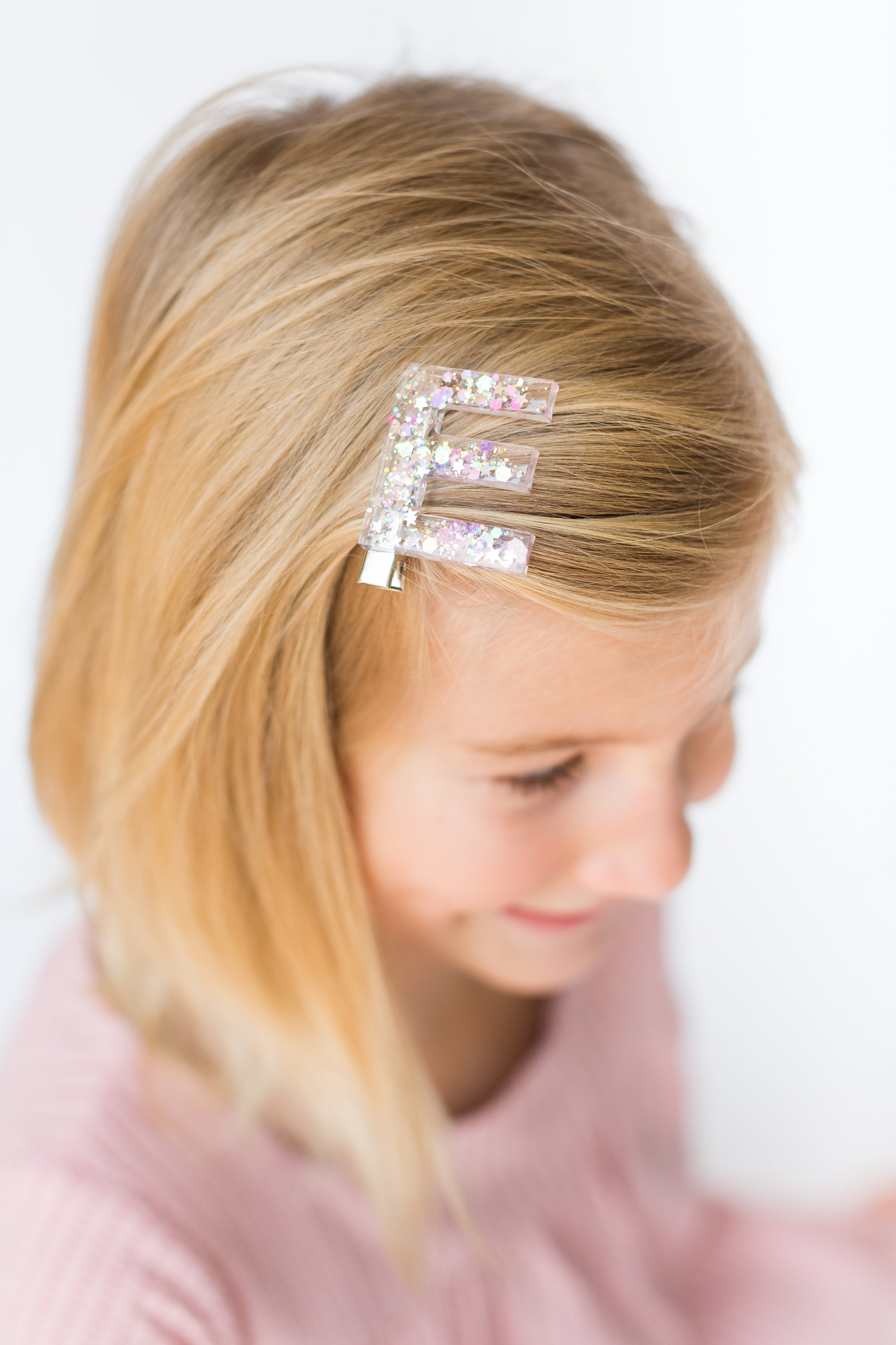 Rose Gold Hair Clips for Girls Initial Hair Clip Glitter | Etsy