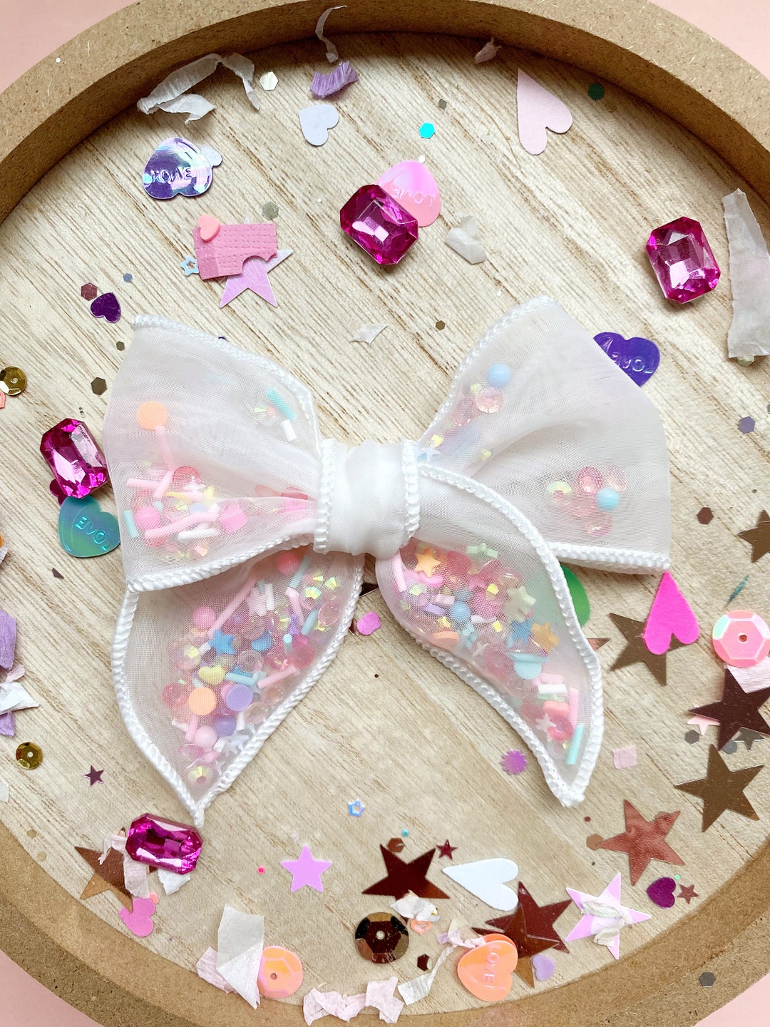 Hand Tied Organza Shaker Bow | Girls Birthday Bow | Fancy Hair Bow ...