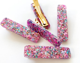 Pink Glitter Clips - Etsy