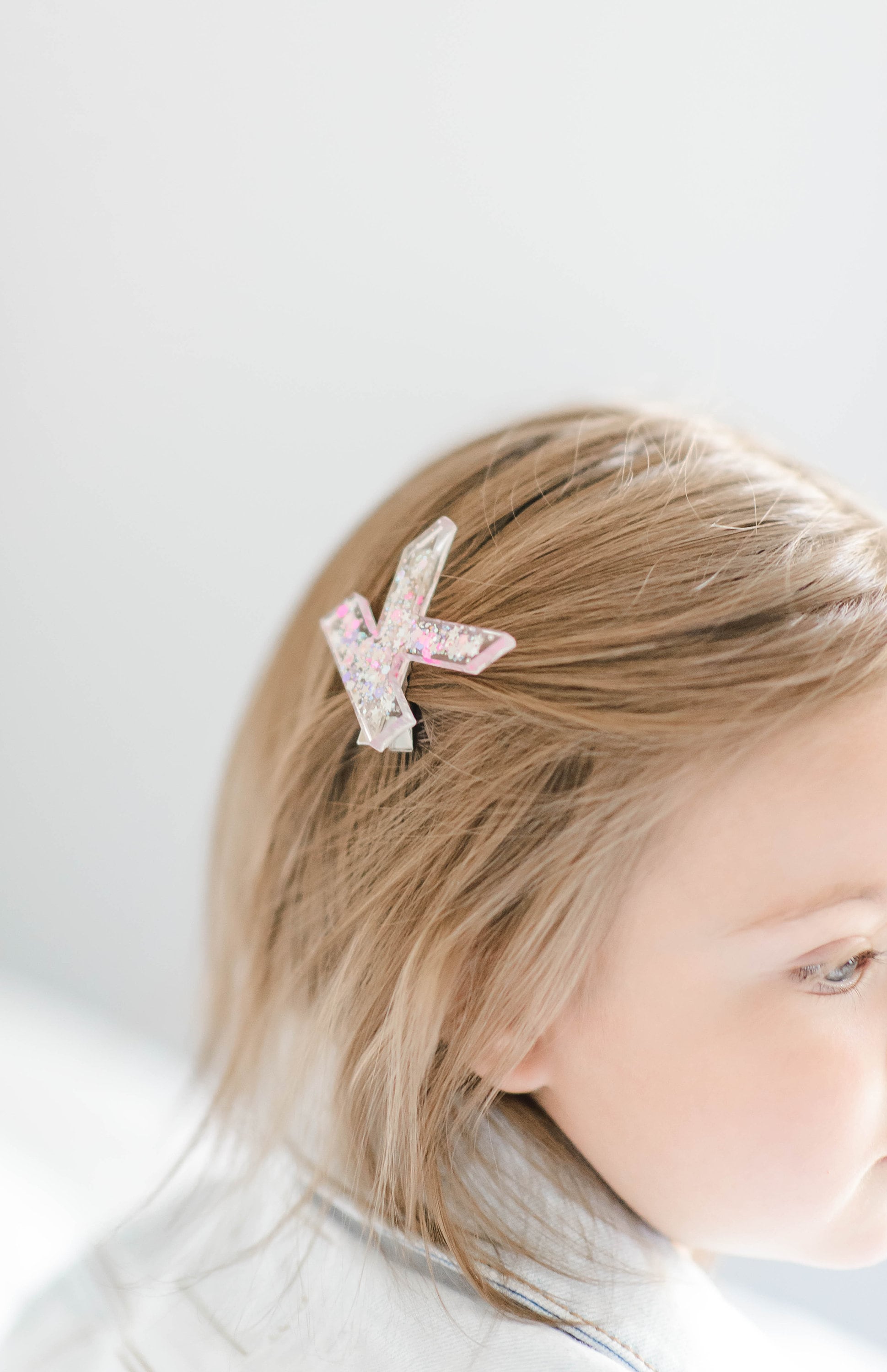 Rose Gold Hair Clips for Girls Initial Hair Clip Glitter | Etsy