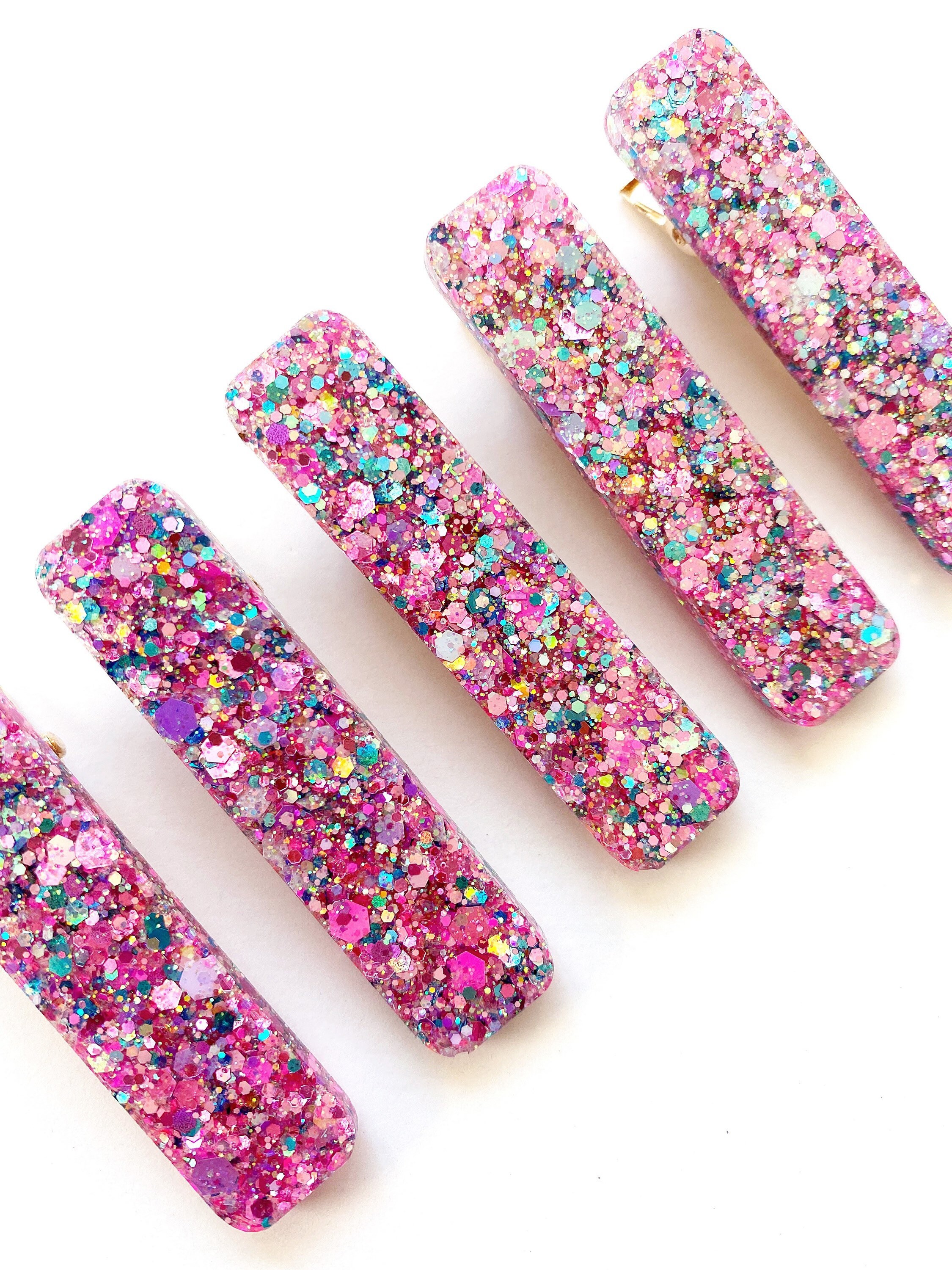 Pink and Gold Glitter Hair Clips for Girls | Glitter Hair Clip | Gifts ...