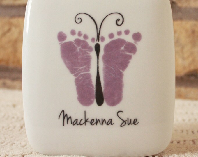 FOREVER PRINTS Baby Footprints: Ceramic Keepsake Box. in Baby's Memory ...