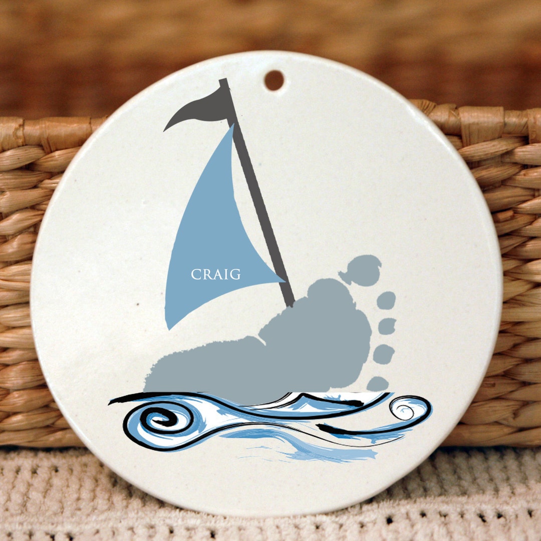 Boat Footprint Ornament Made With Your Baby's Footprint. - Etsy
