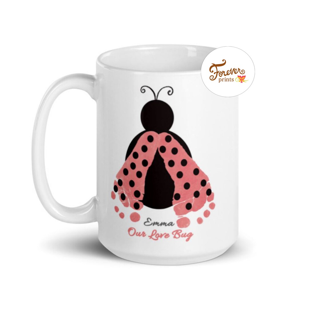 Lady Bug Footprint Mug Made With Your Actual Prints Handprint - Etsy
