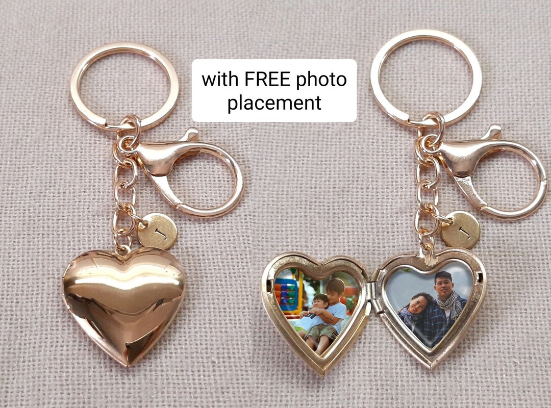 Personalized Heart Photo Locket Keychain - Etsy