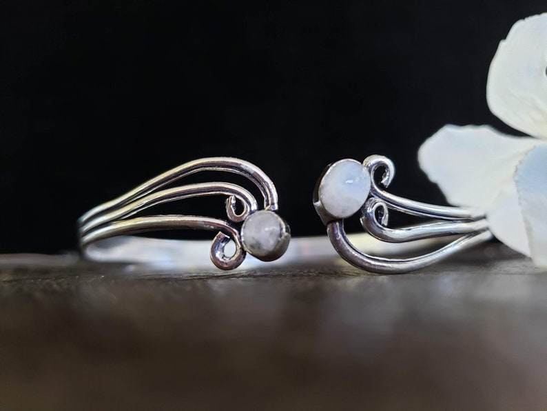 Silver Wave Moonstone Arm Cuff Brass Swirl Festival Boho - Etsy