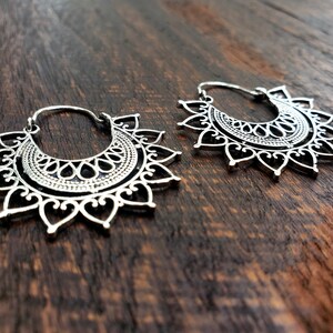 Silver Galactic Mandala Earrings, Intricate Design Hoop Earrings ...