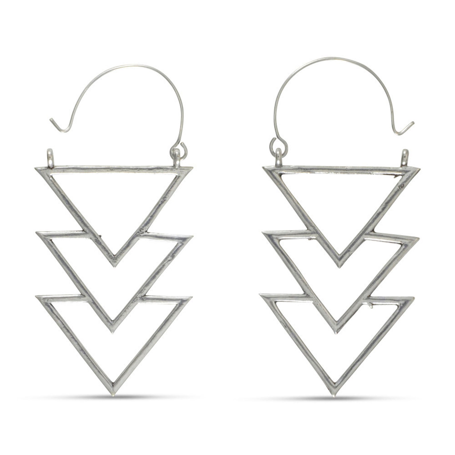 Large Silver Arrowhead Geometry Statement Earrings - Etsy