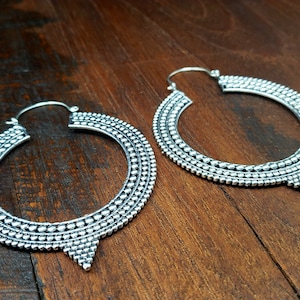 Large Silver Statement Hoop Earrings - Etsy