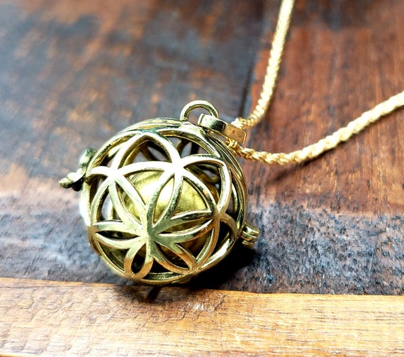Large Gold Flower of Life Seed of Life Harmony Bell C… - Gem