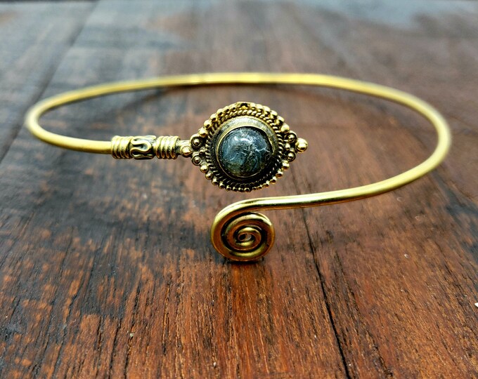 Adjustable Solid Gold Brass Upper Arm Cuff Boho Bronze, Gold Silver Arm ...