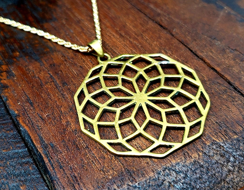 Gold Sacred Geometry Pendant Necklace - Etsy