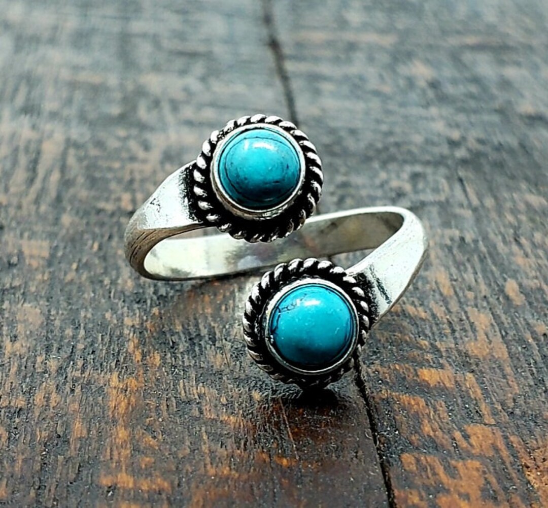 Simple Adjustable Silver Turquoise Ring - Etsy
