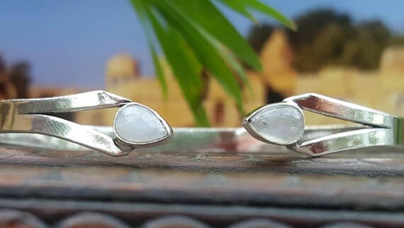 Simple Silver Moonstone Dagger Bangle Bracelet Tribal Gypsy | Etsy