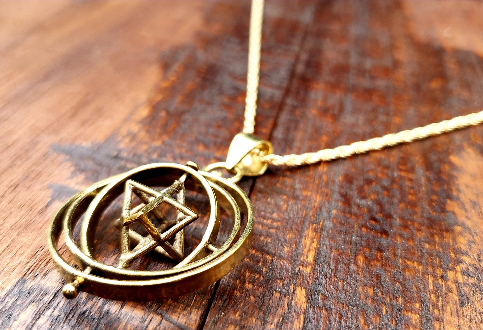 Gold Gyroscope Sacred Geometry Spinner Pendant Necklace - Etsy