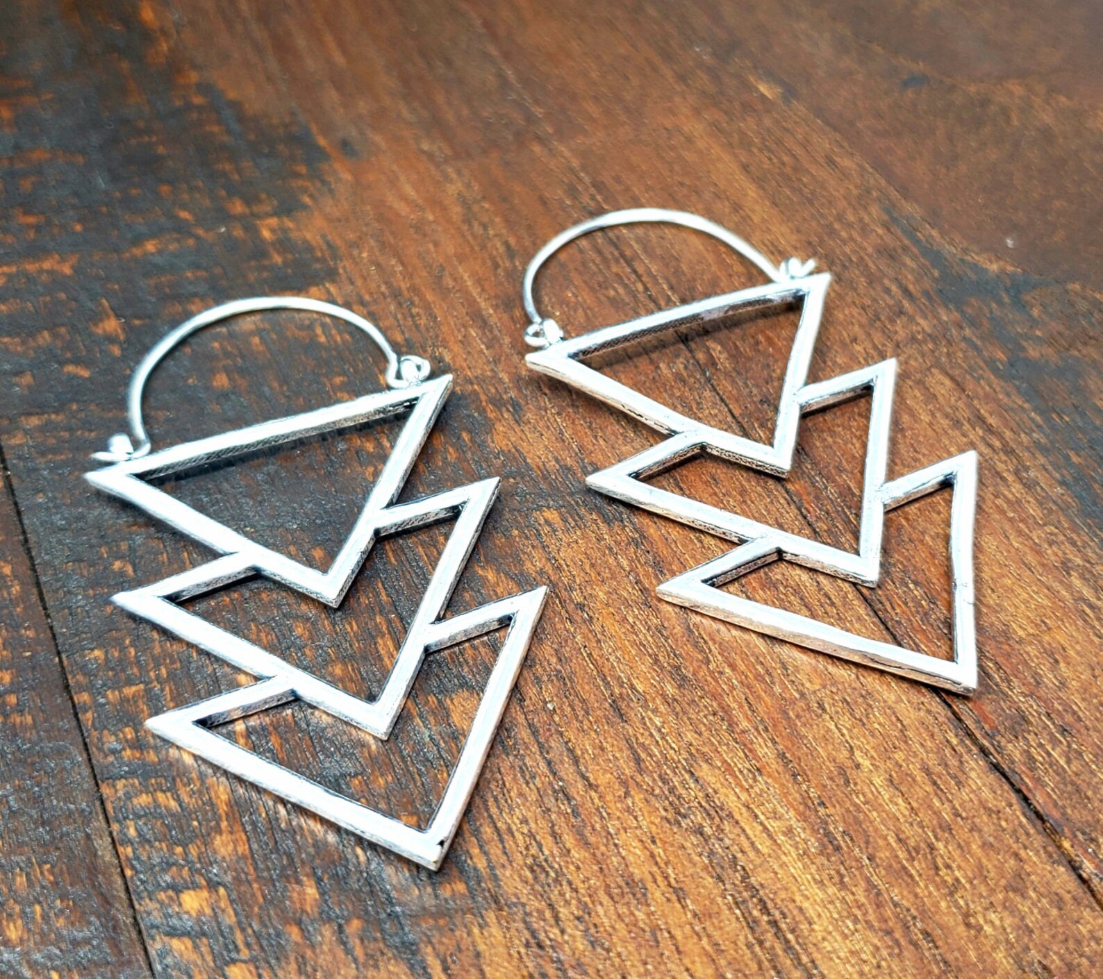 Large Silver Arrowhead Geometry Statement Earrings - Etsy