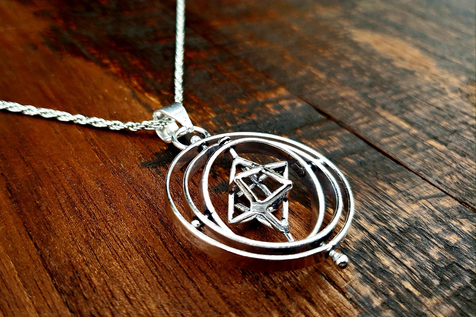 Silver Gyroscope Sacred Geometry Spinner Pendant Necklace - Etsy