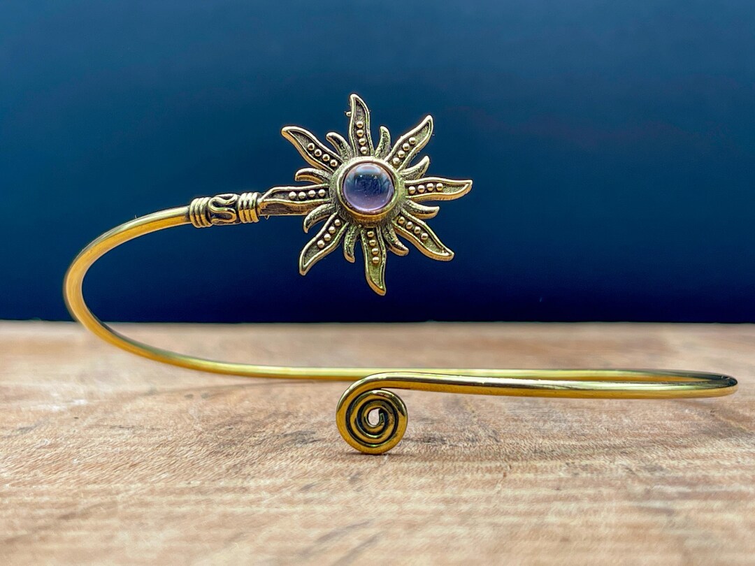 Golden Sunburst Amethyst Arm Cuff - Etsy