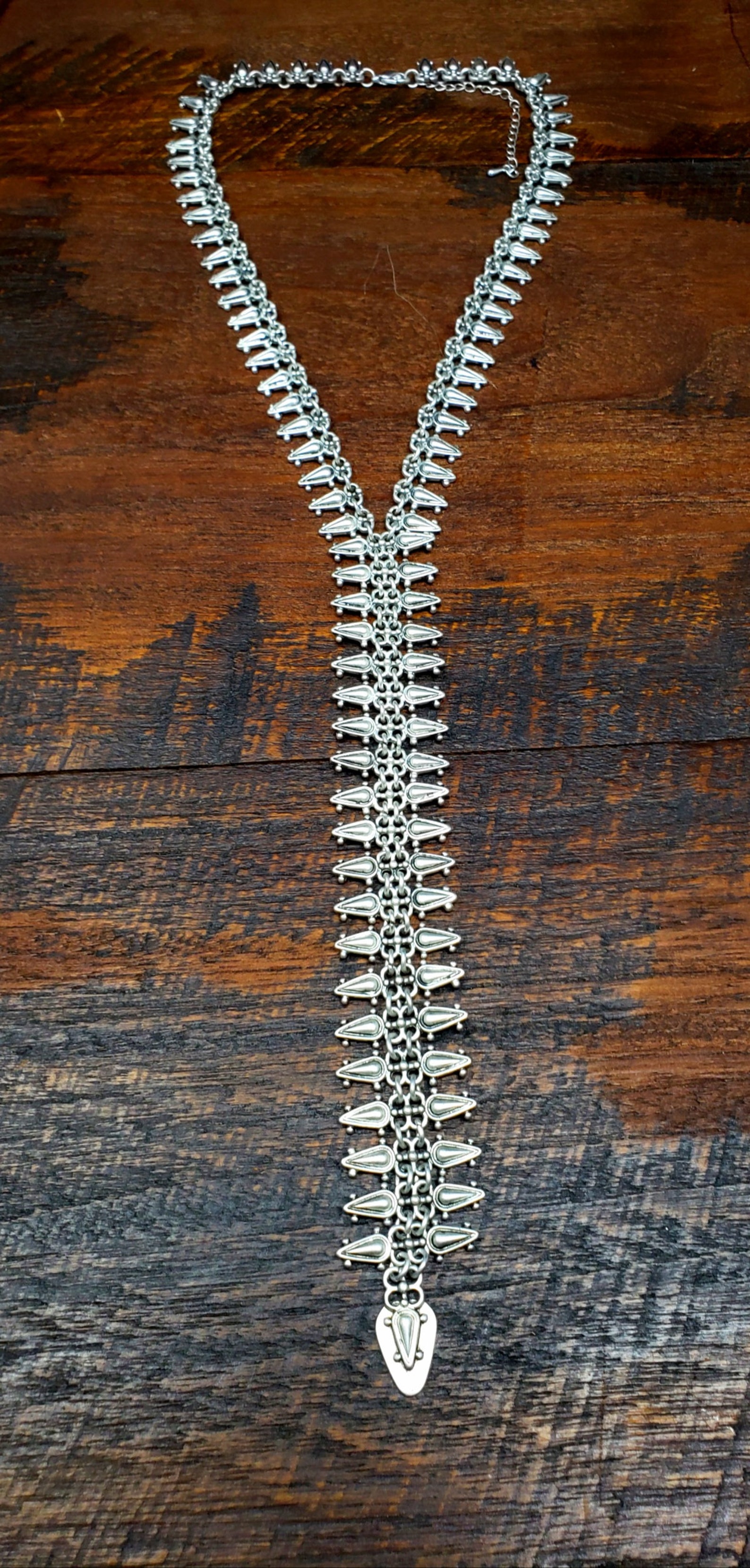 Silver Long Boho Chain Statement Necklace - Etsy