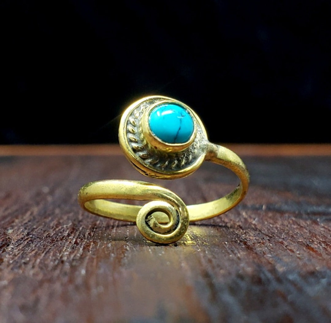 Adjustable Gold Turquoise Ring - Etsy