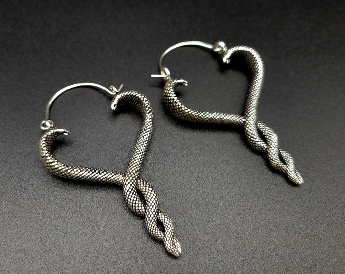 Spiraling Silver Serpent Hoop Earrings Snake Boho Jewelry - Etsy