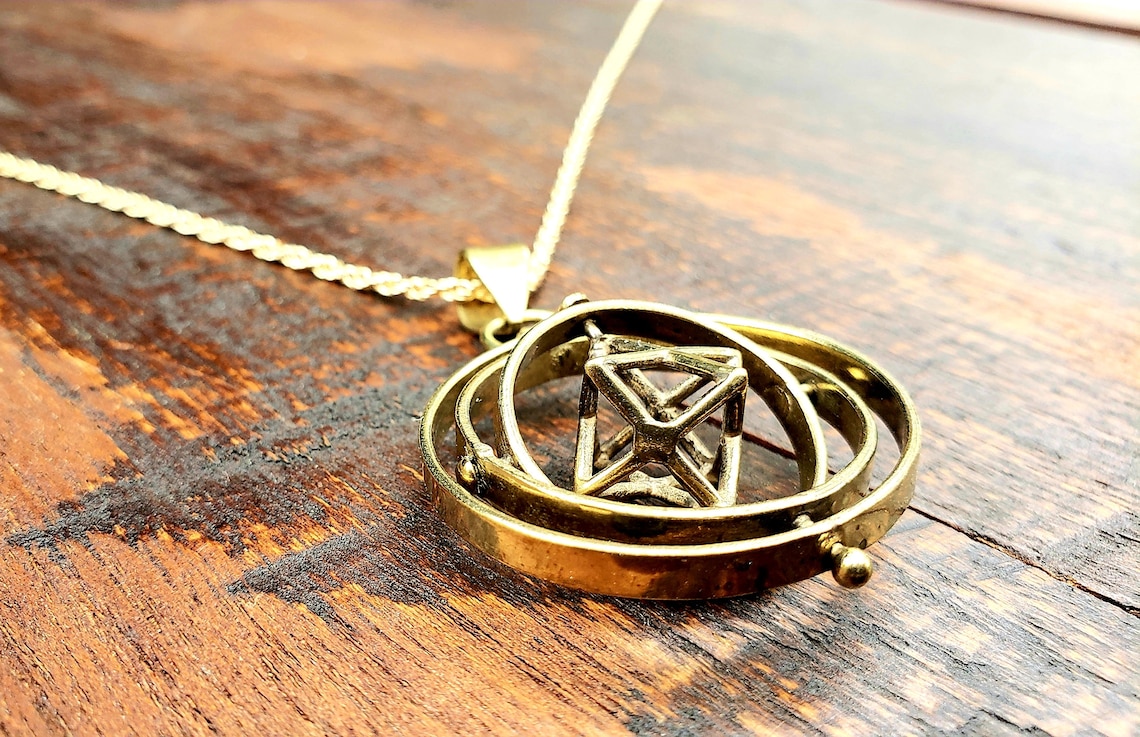 Gold Gyroscope Sacred Geometry Spinner Pendant Necklace - Etsy